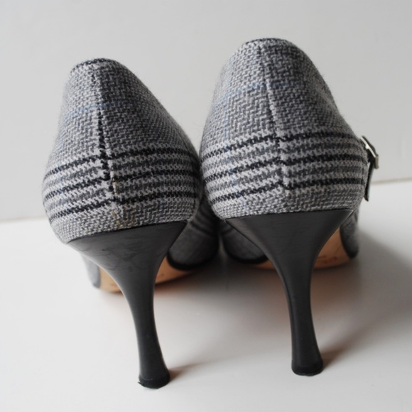 Faconnable | Shoes | Faconnable Gray Plaid Pumps 3d Flower Size 85m ...